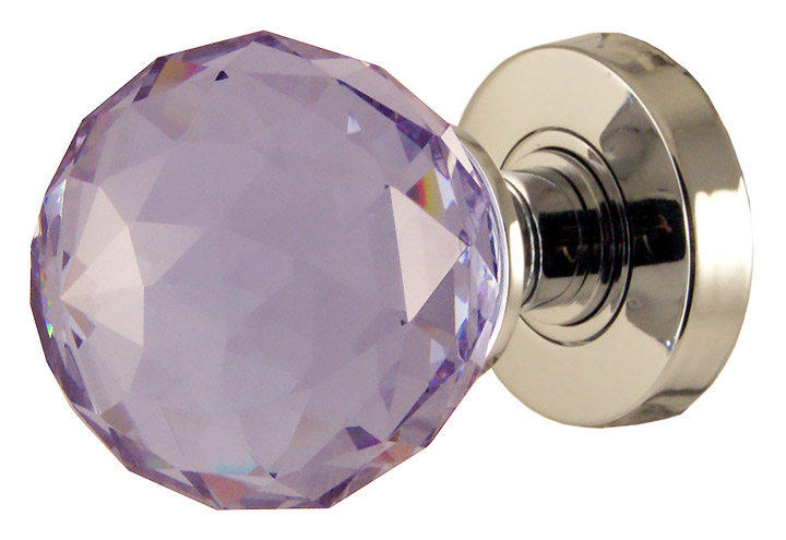 Purple Faceted Glass Door Knobs 60mm Skalia