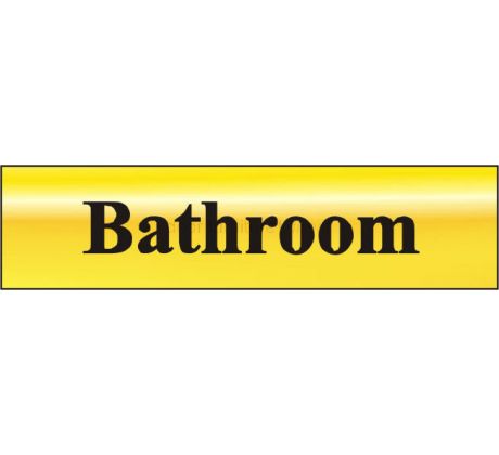 Polished Gold Effect Bathroom Sign 200x50mm – Door Furniture Direct