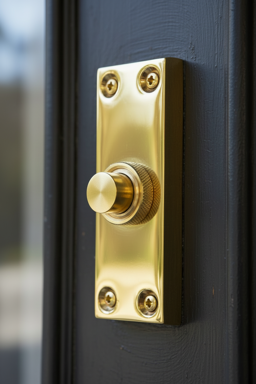 Polished Brass Bell Push 80x30mm – Door Furniture Direct