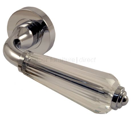 Fluted Glass Lever on Polished Chrome Rose – Door Furniture Direct