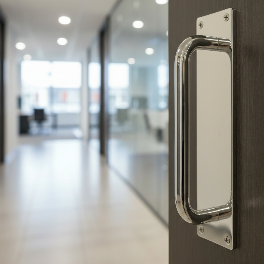 Stainless Steel 225mm Pull Handle On Plate – Door Furniture Direct